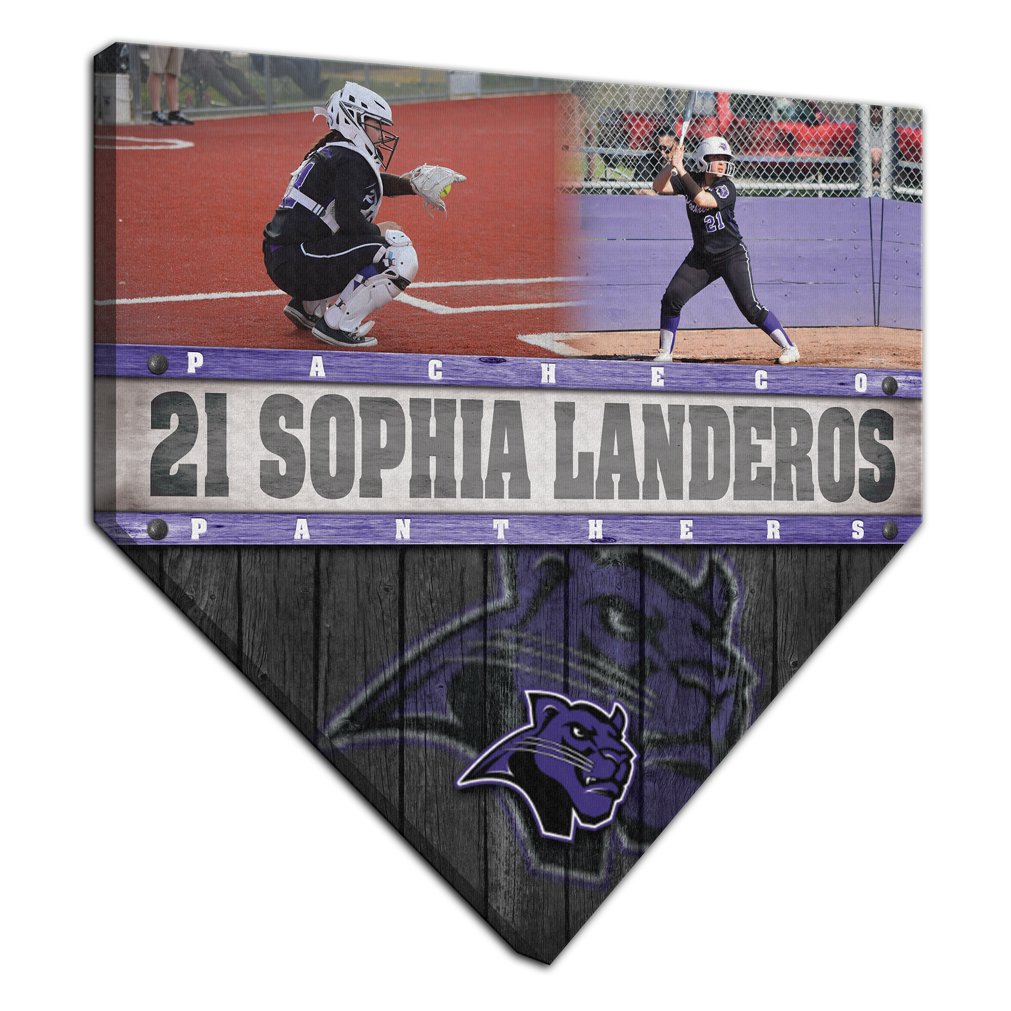 Home Plate Canvas - Softball Rustic Design
